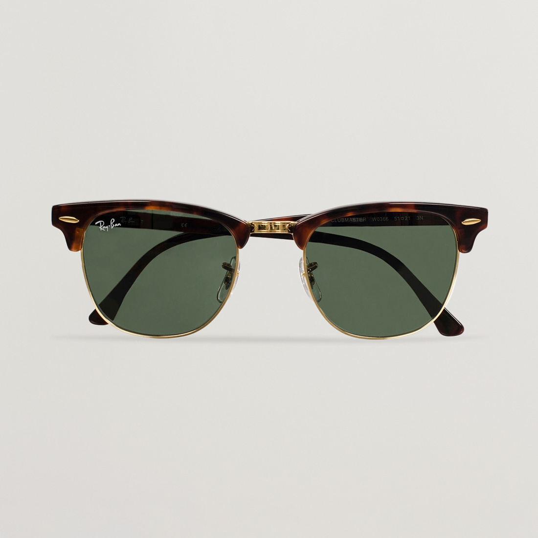 Ray-Ban Clubmaster Sunglasses Mock Tortoise/Crystal Green bei Care of Carl